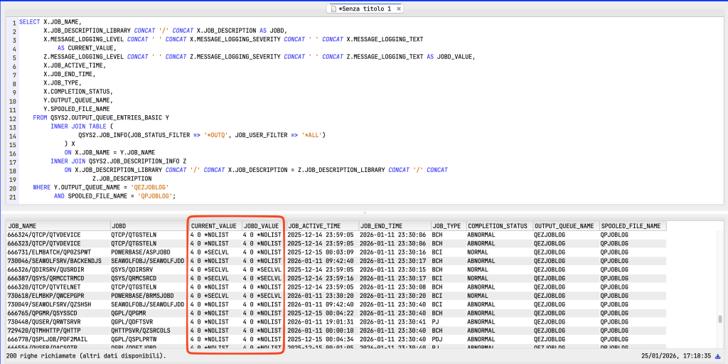 Checking JobLogs with Sql • All4Power